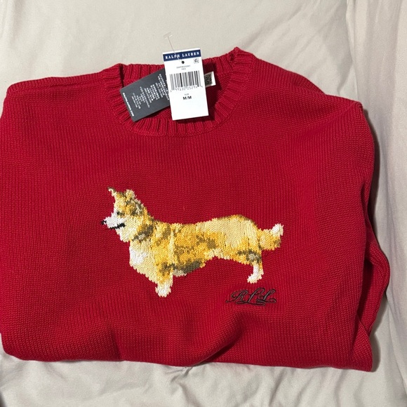 Ralph Lauren | Sweaters | Ralph Lauren Red Crewneck Sweater With Corgi ...